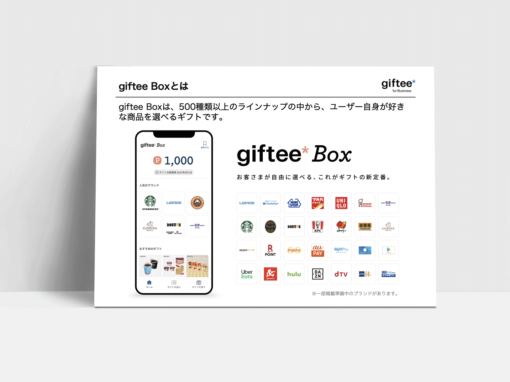 giftee Box 資料請求 - giftee for Business｜ギフティ- キャンペーンに効果的な法人向けデジタルギフト